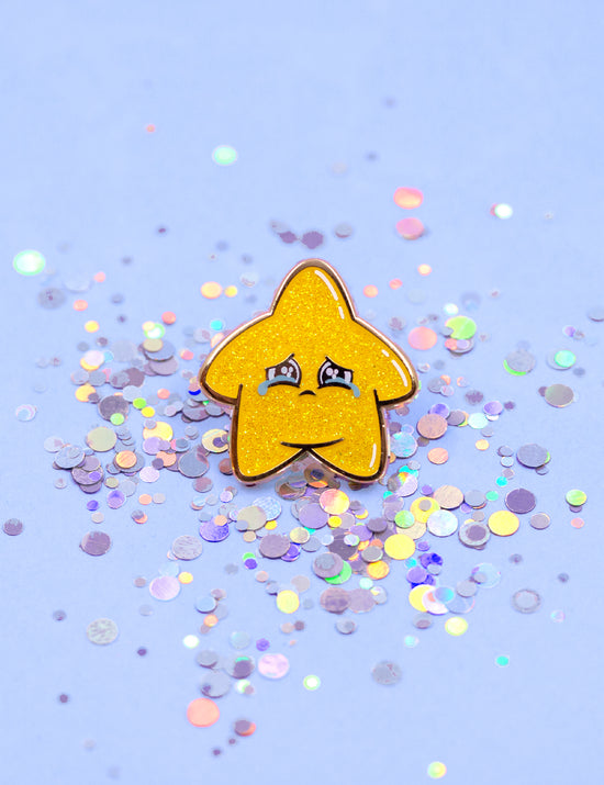 SAD GLITTER STAR PIN – Joanna Behar